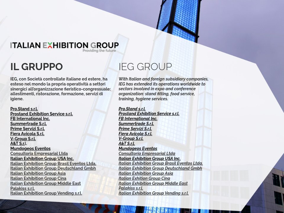 il gruppo / IEG group - Italian Exhibition Group